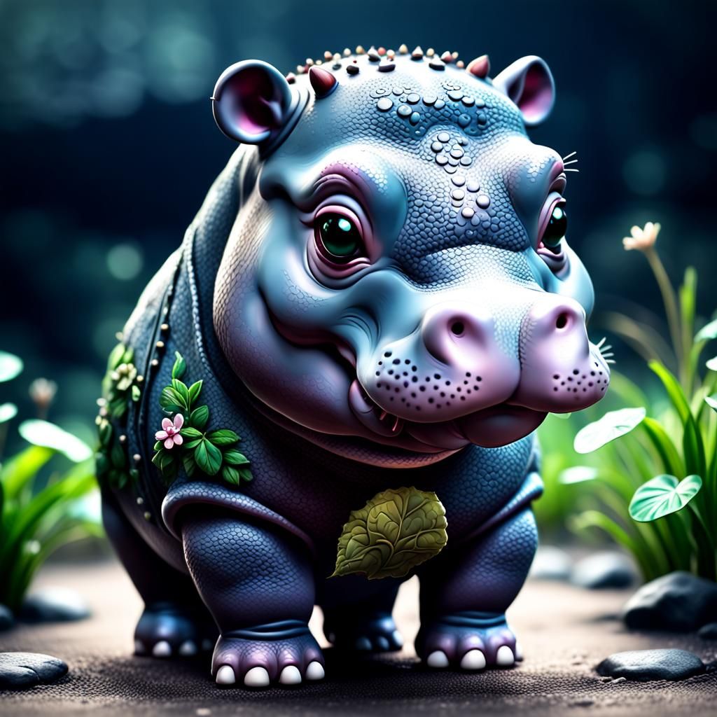 chibi kawaii hippo - AI Generated Artwork - NightCafe Creator