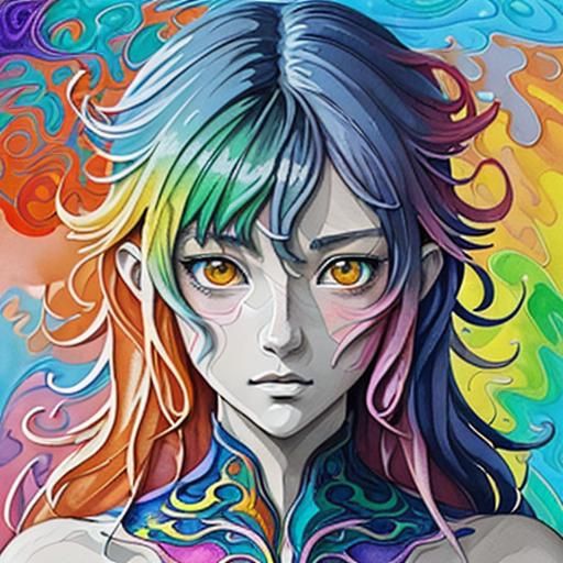 Hyper detailed anime art of a graceful dragon in psychedelic strong ...