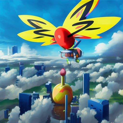 Giant pokemon helicopter landing - AI Generated Artwork - NightCafe Creator