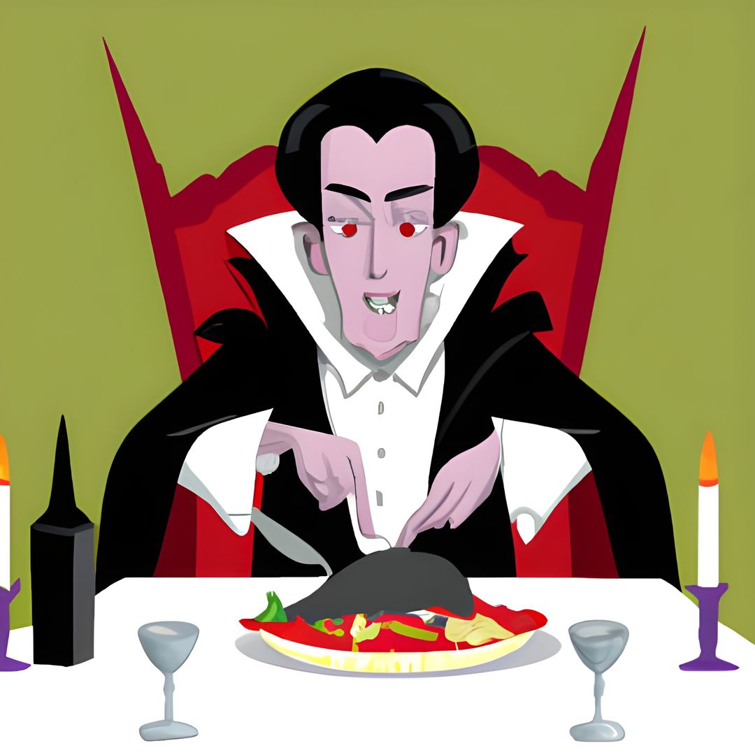 Dracula eating Thanksgiving dinner - AI Generated Artwork - NightCafe Creator