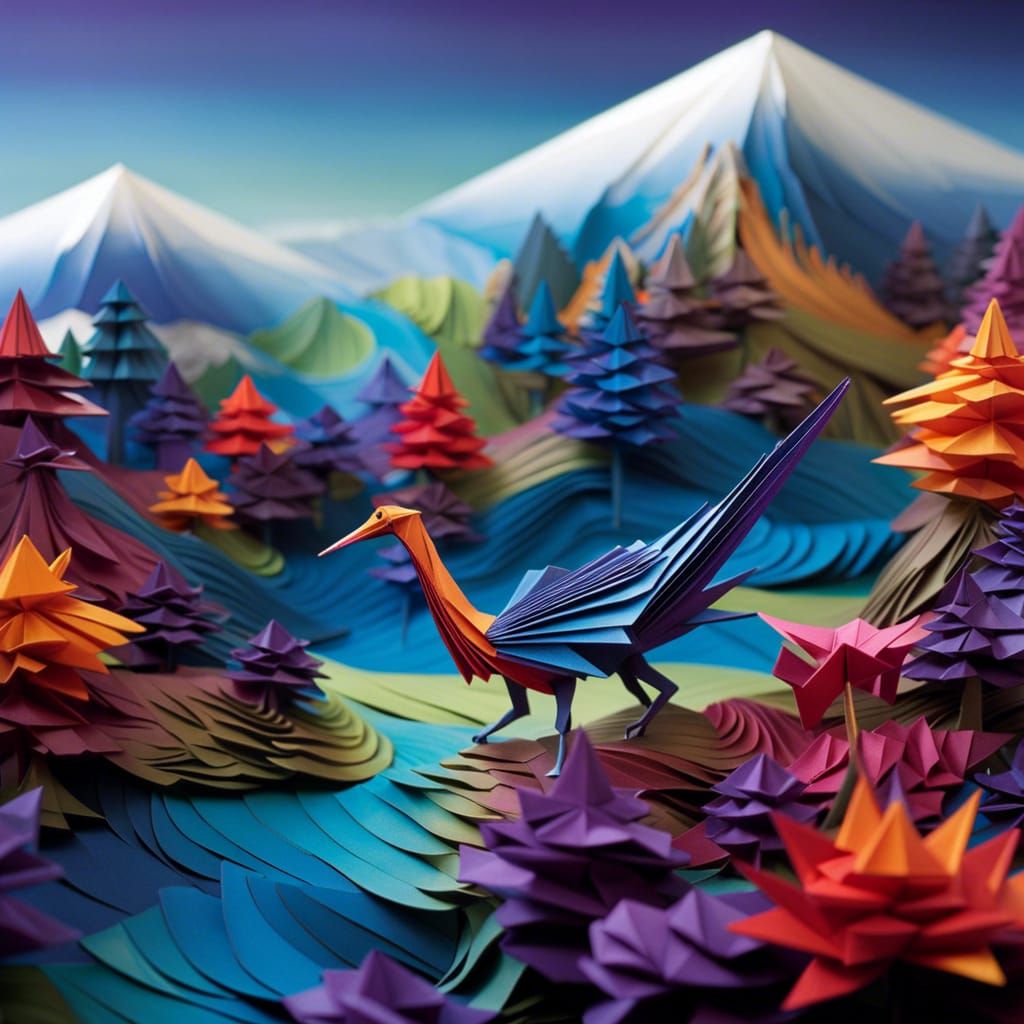 origam world origami landscape Origami paper folds papercraft, made of ...