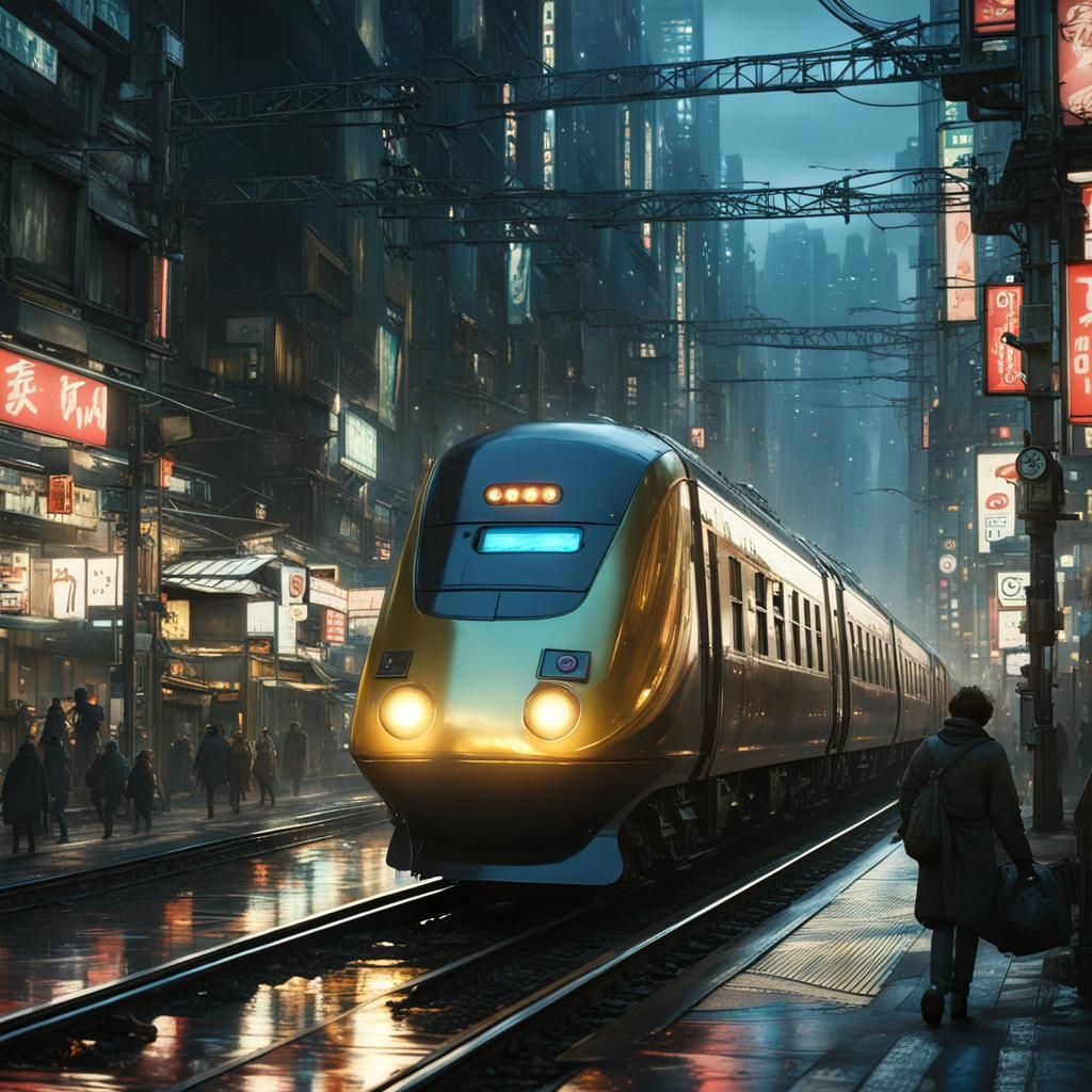 neo tokyo train - AI Generated Artwork - NightCafe Creator