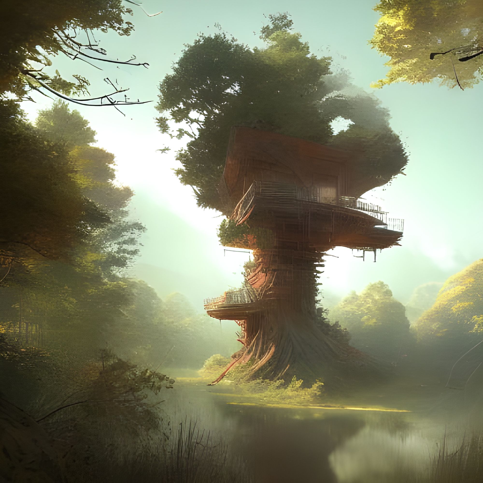 Tree Fortress : r/nightcafe