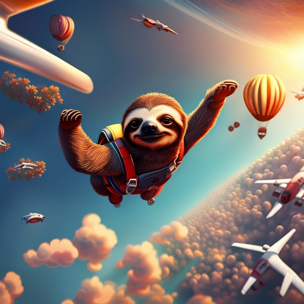Skydiving Sloth - AI Generated Artwork - NightCafe Creator