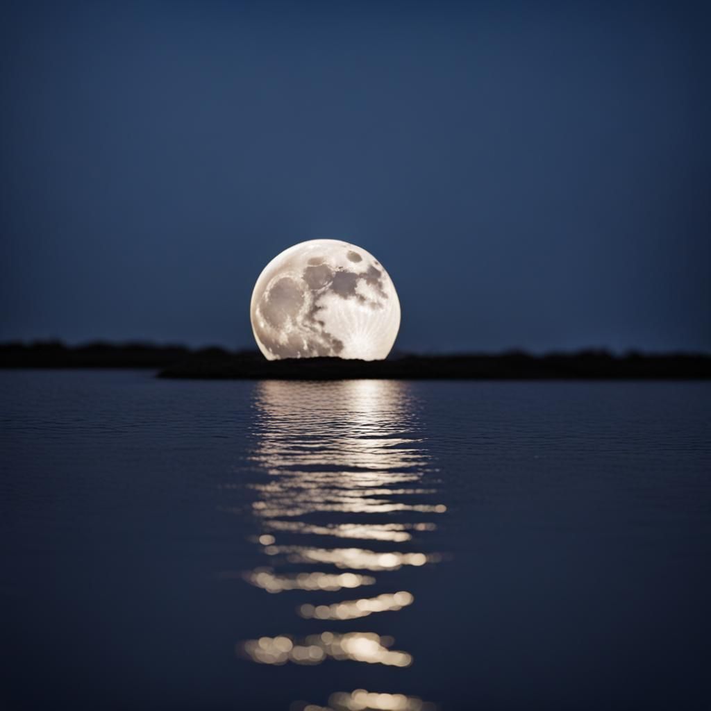 (reflection_of_the_great_full_moon_in_a_river) - AI Generated Artwork ...