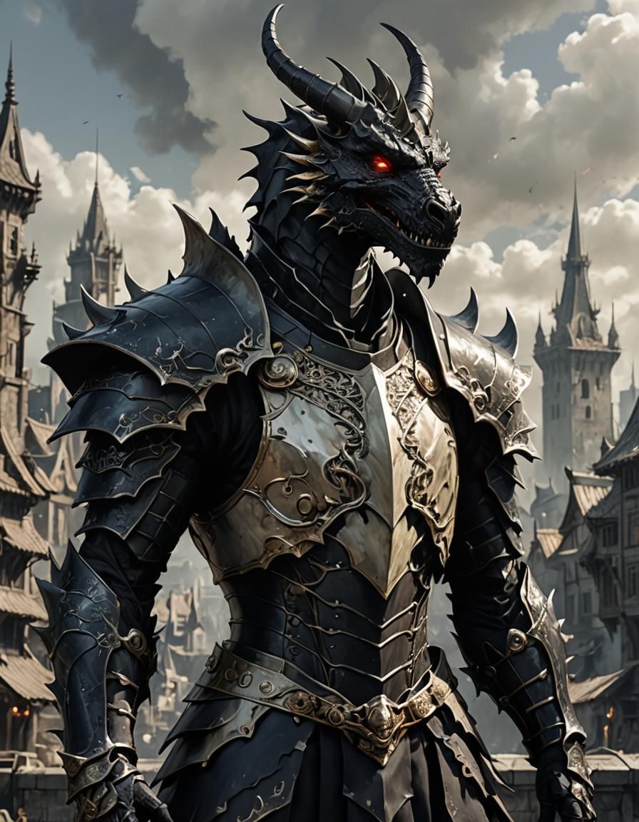 Chromatic Black Dragonborn - AI Generated Artwork - NightCafe Creator