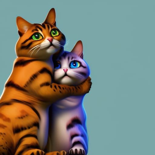 Two cats hugging. - AI Generated Artwork - NightCafe Creator