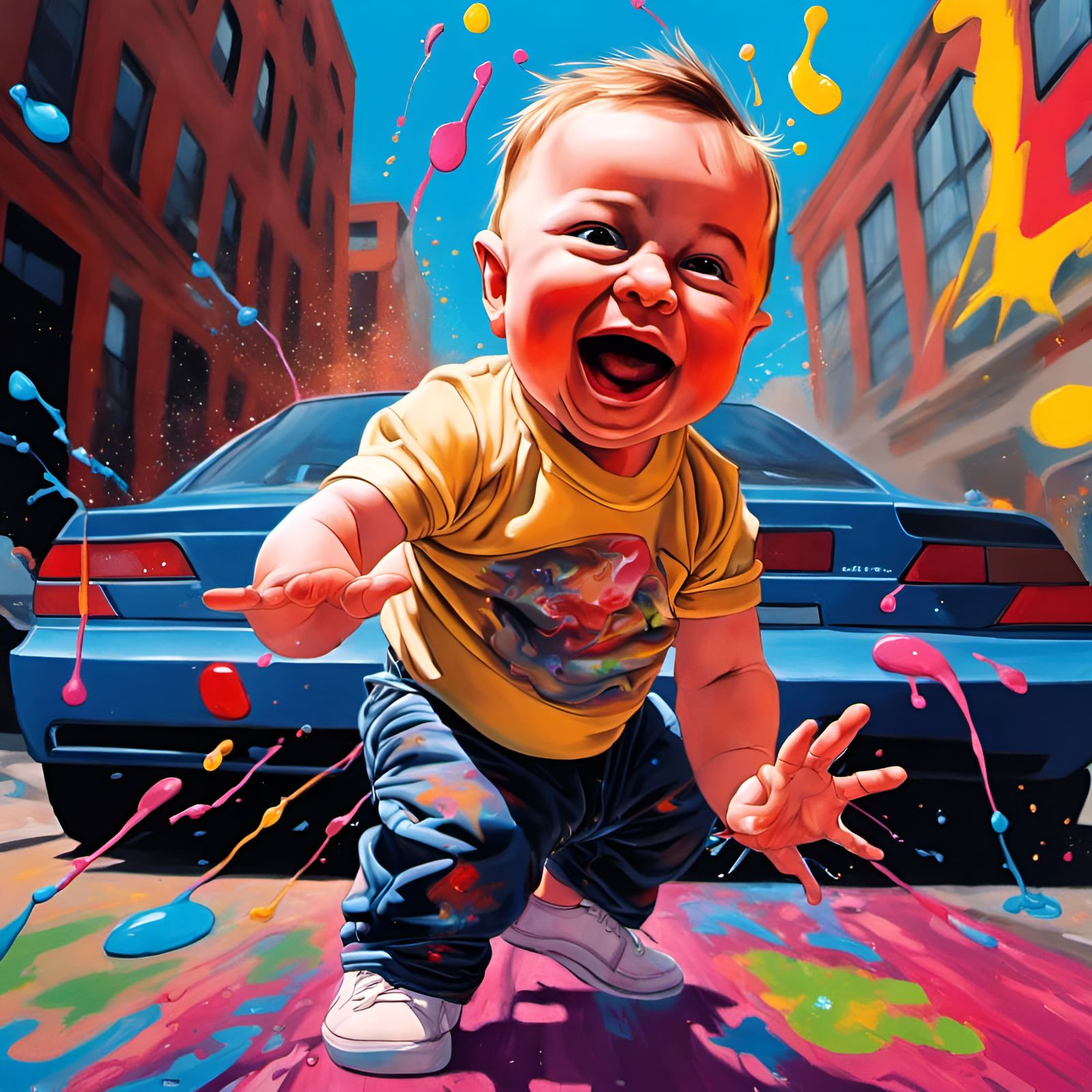 90s Dancing Baby Meme but Elon Musk is the baby. Hyperrealistic, splash ...