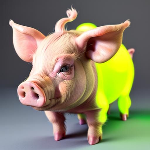 Pig with a fluorescent yellow snout - AI Generated Artwork - NightCafe ...