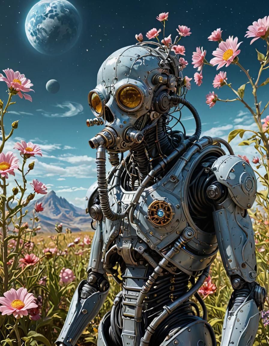 digital illustration Alloyed Flux Flowers, surrealism Cryogeneticspunk ...