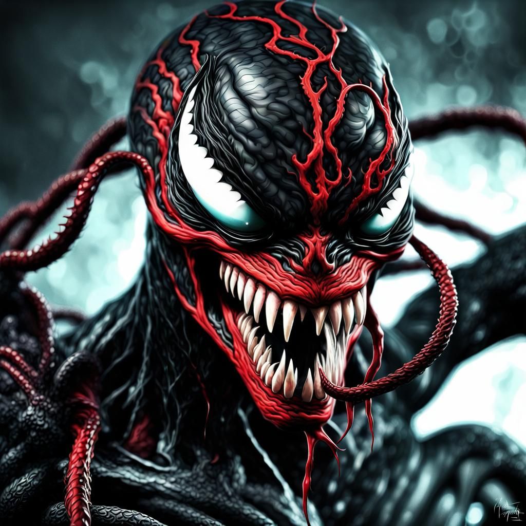 Snarling possessed Venom Symbiote. A beautiful stitched together killer ...