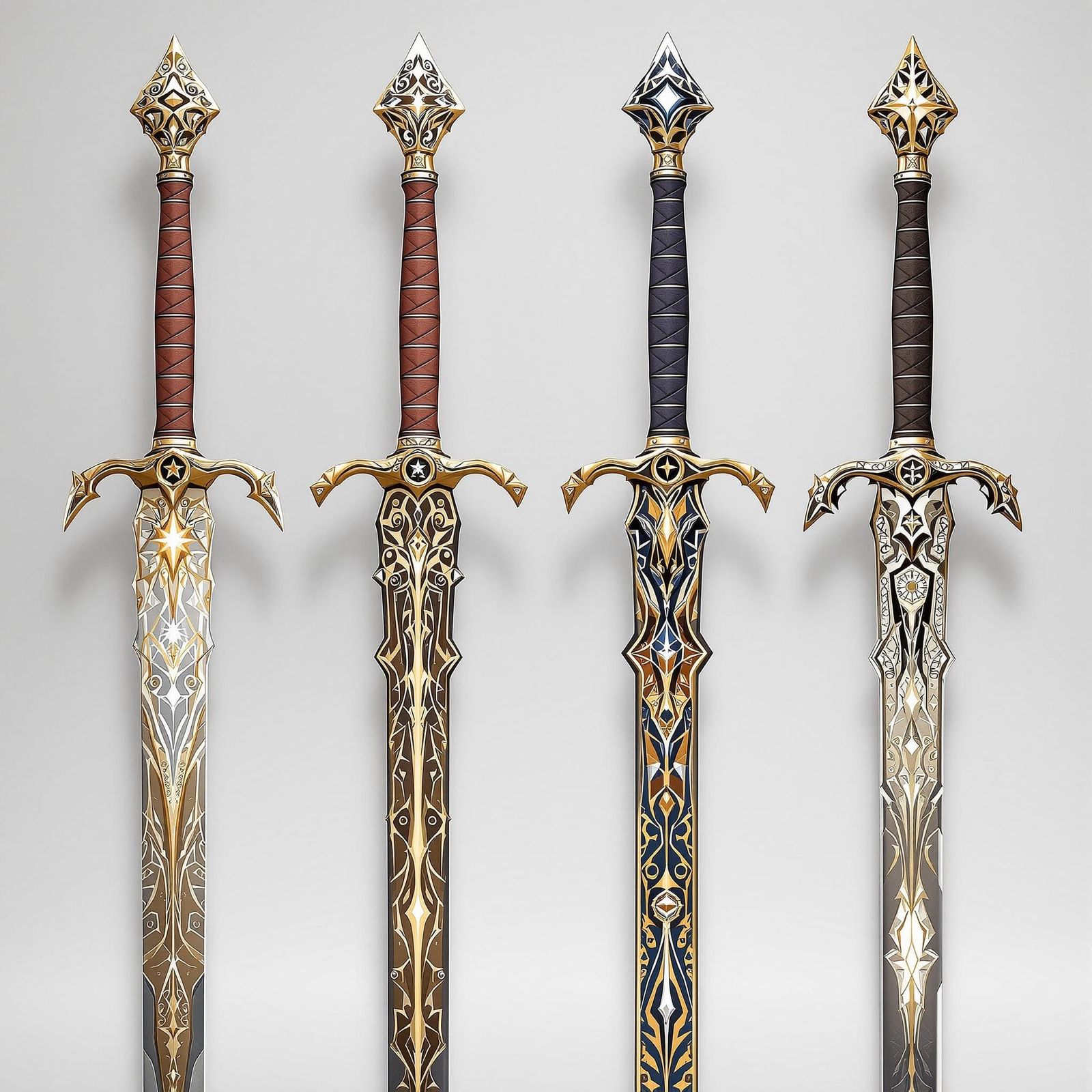 Photorealistic Four elemental swords:: Clarent, Fire Swords:: Joyeuse ...
