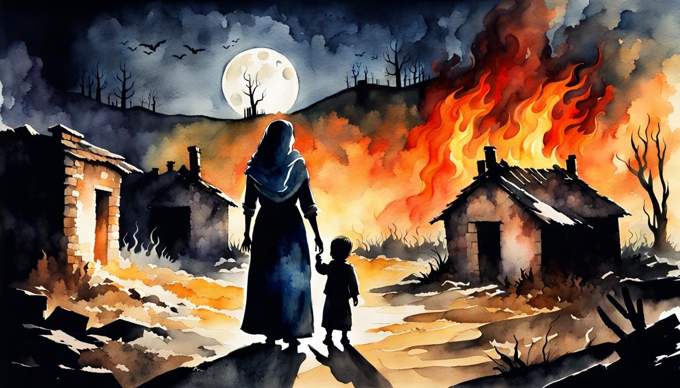 Village on Fire - AI Generated Artwork - NightCafe Creator