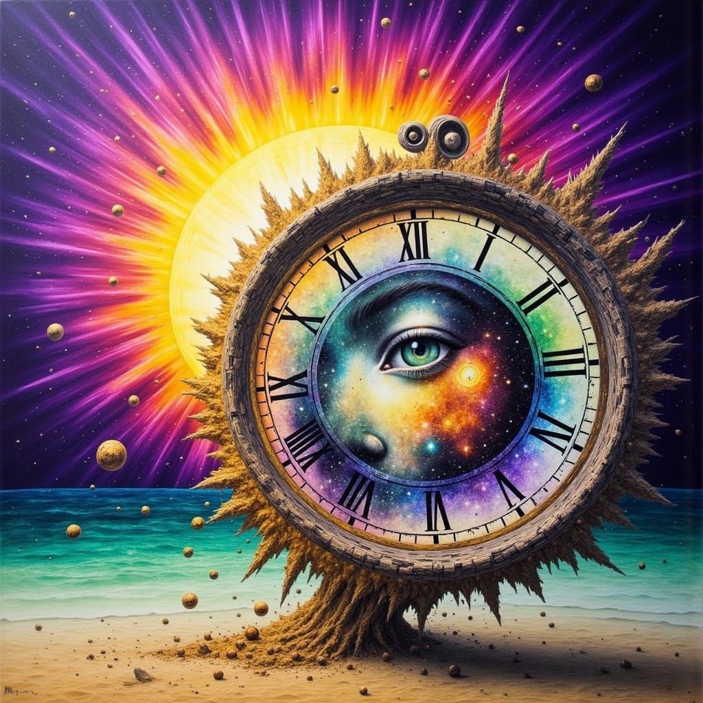 A sun - Surrealist Sun Erupts into Dreamlike Cosmic Vortex