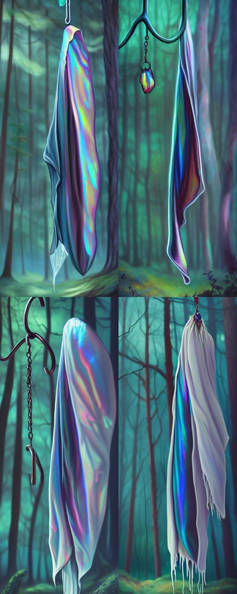 A beautifully powerful painting of a discarded cape hanging up to dry ...