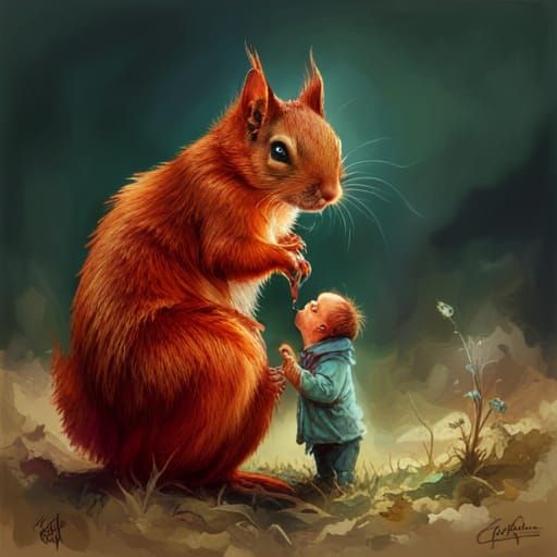 The Giant Horror Squirrel - Horror Vampire Squirrel in Gothi...
