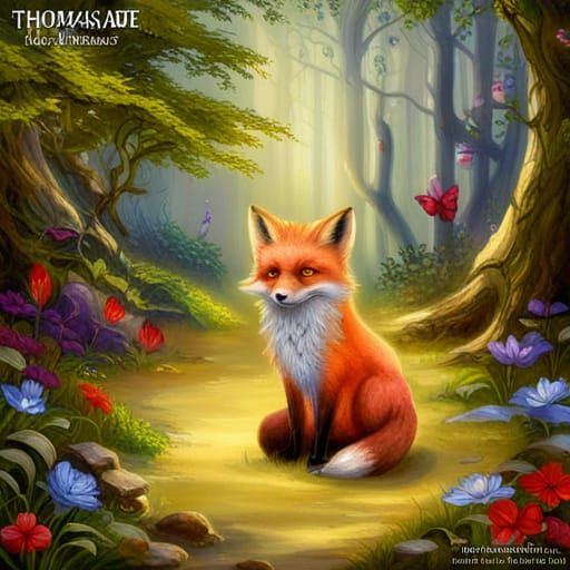in an enchanted forest a chibi red fox wandered curiously among the ...