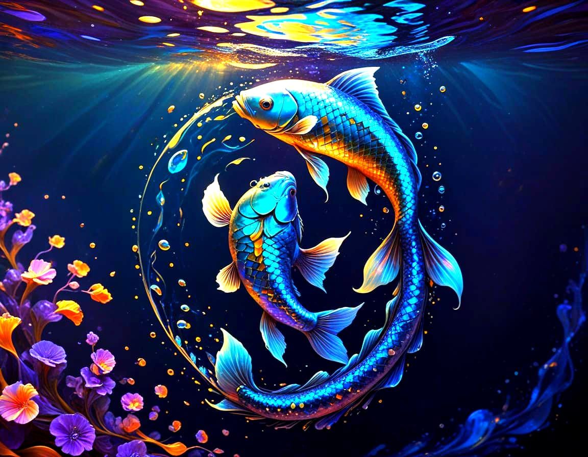 ZIN YIN YANG CIRCLETwo fish biting each others tail.Two fish creating ...