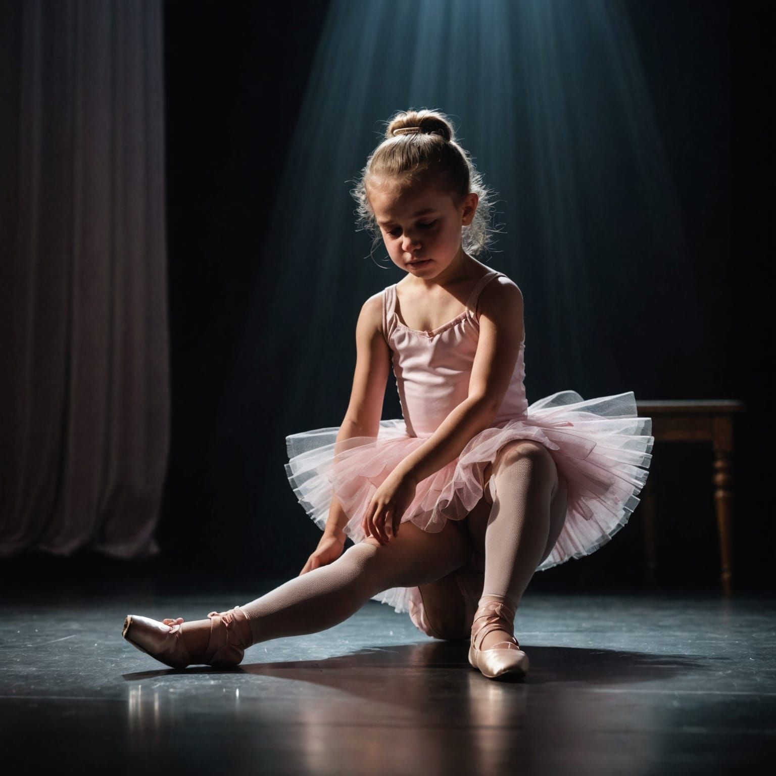little crying girl in a ballerina