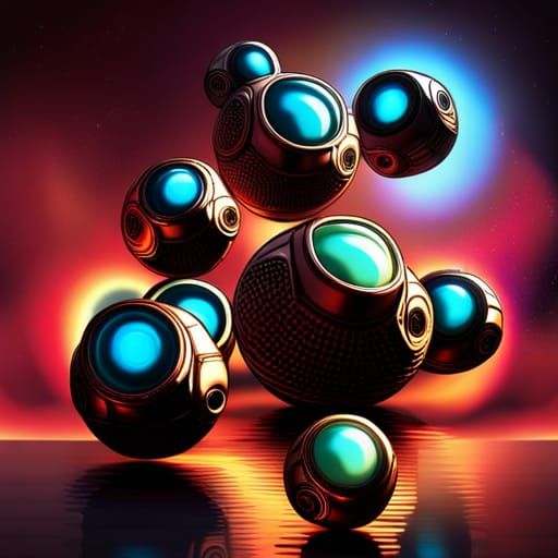 greeble, bioluminicent, dieselpunk metal ball, biopunk metal ball ...