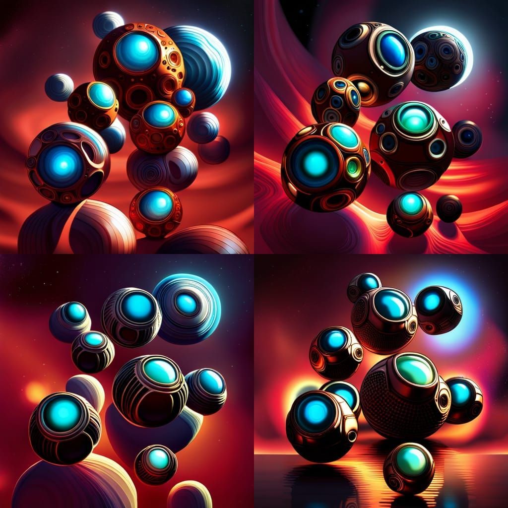 greeble, bioluminicent, dieselpunk metal ball, biopunk metal ball ...