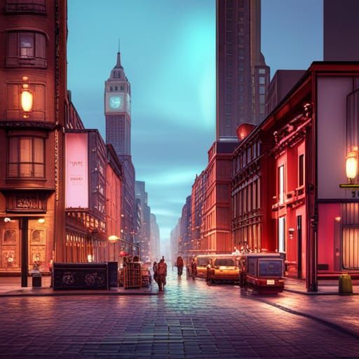 Street Scene London - AI Generated Artwork - NightCafe Creator