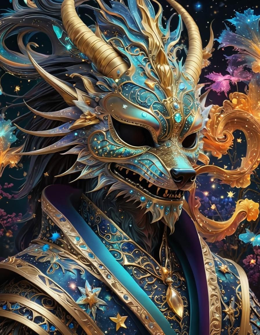 (Stunning artwork of a magical semi-transparent glowing ghost dog ...