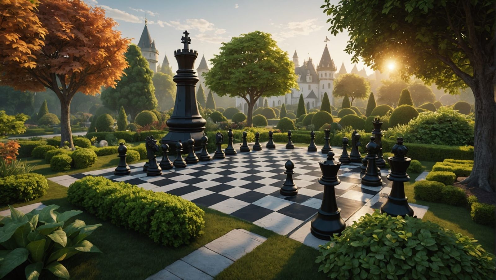 Chess Garden Pavilion - AI Generated Artwork - NightCafe Creator