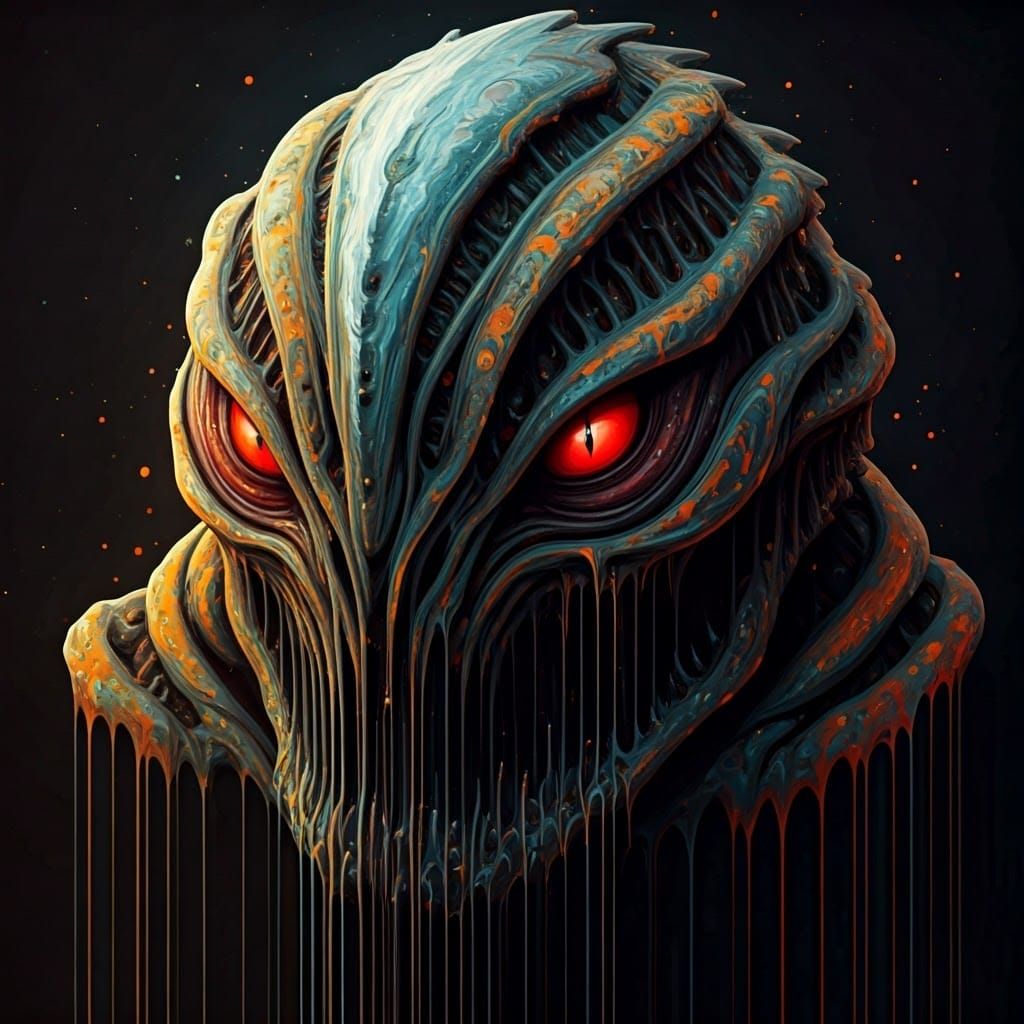 monster paint drips - Grotesque, Biomechanical Beast in a Sp...