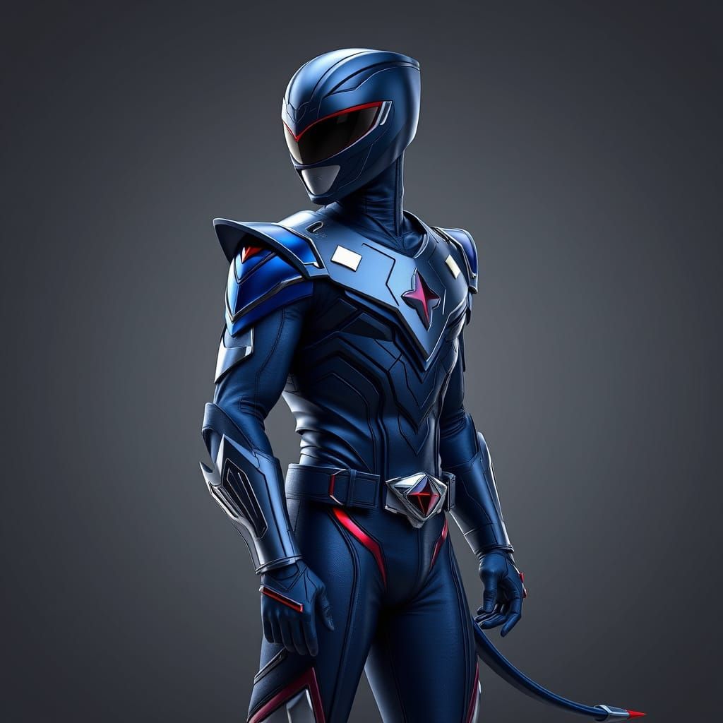 Midnight Blue Power Ranger Nightcrawler with Metal... - AI Art