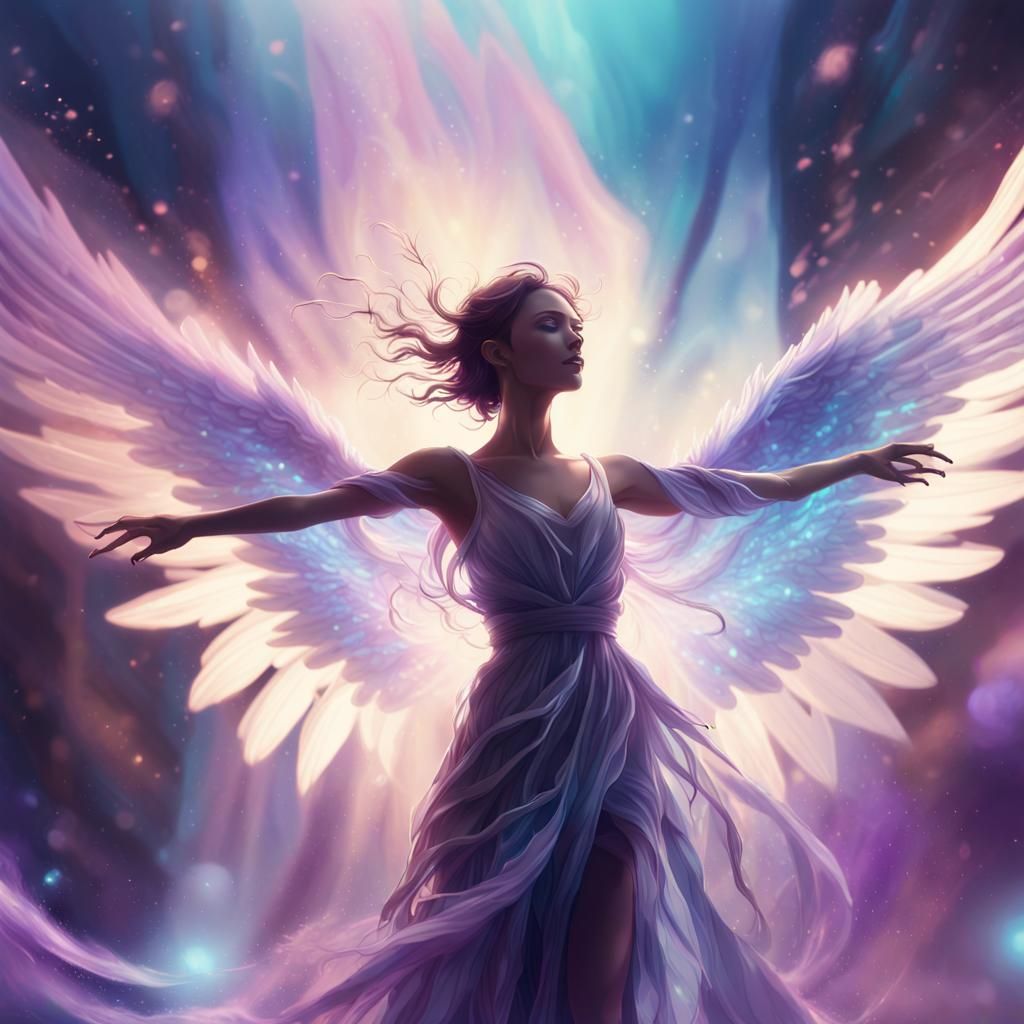 Benevolent Ethereal Being Rises in Heavenly Realms... - AI Art