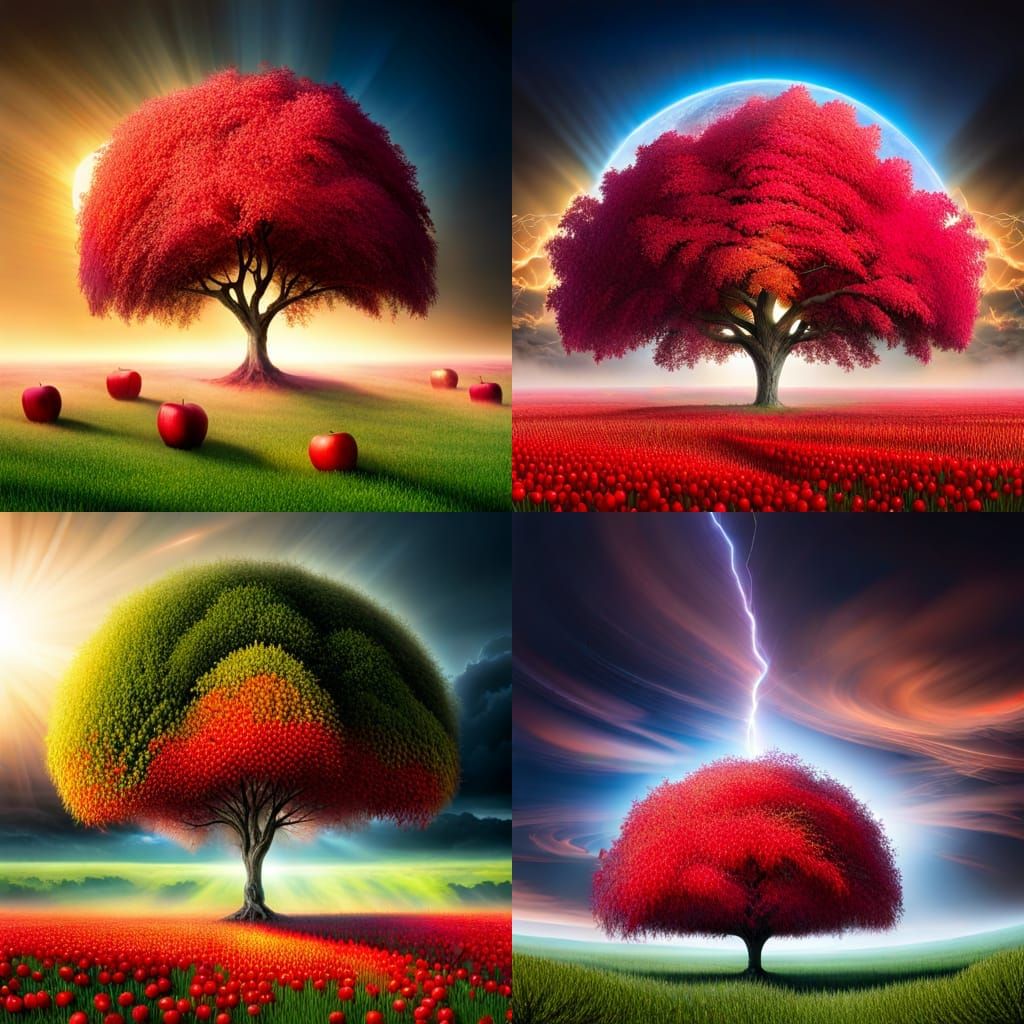 A dream within a dream, a fantastic, beautiful dream magic apple tree ...