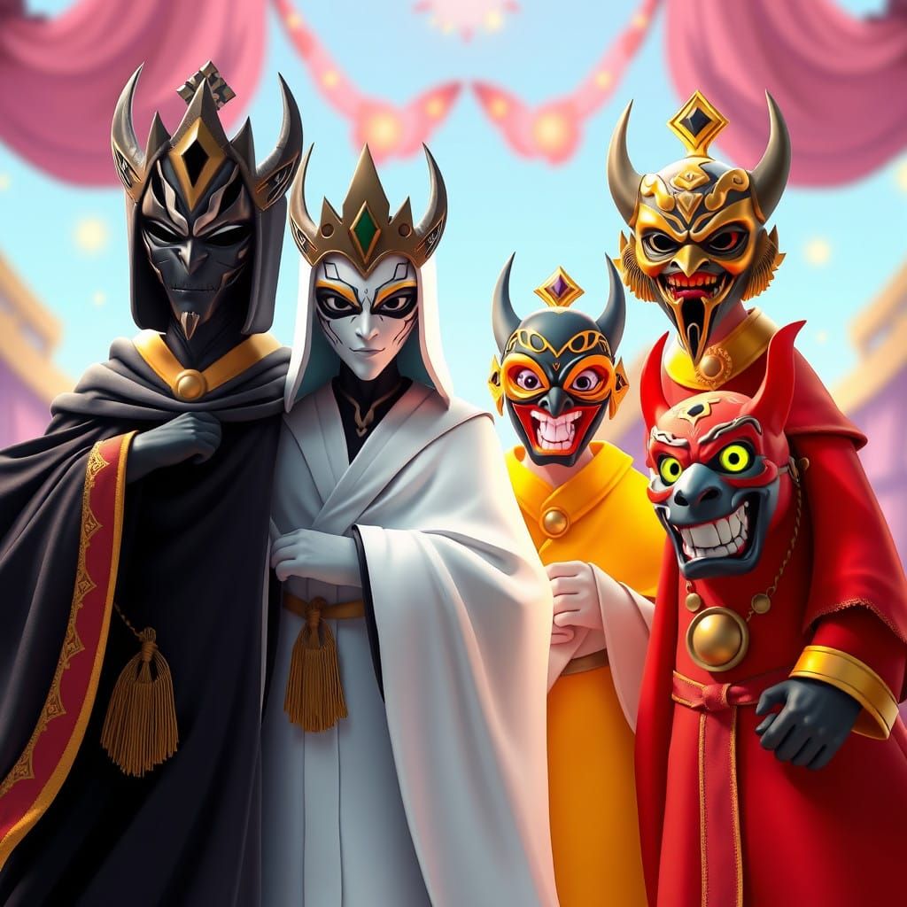 Regal Figures in Vibrant, Whimsical Pixar-Inspired... - AI Art