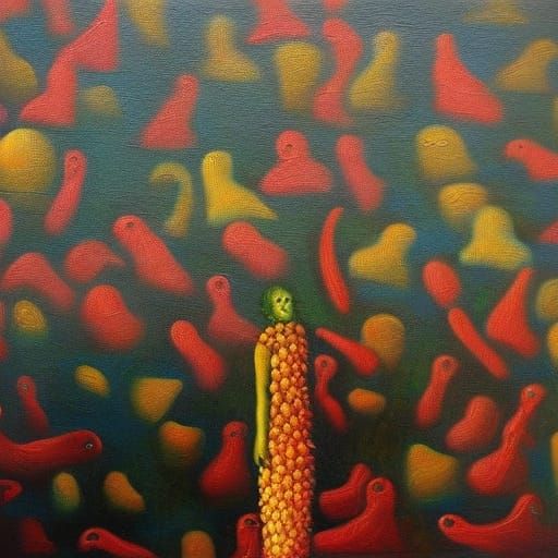 A colorful surreal precisionist chiaroscuro painting of The Liminal ...