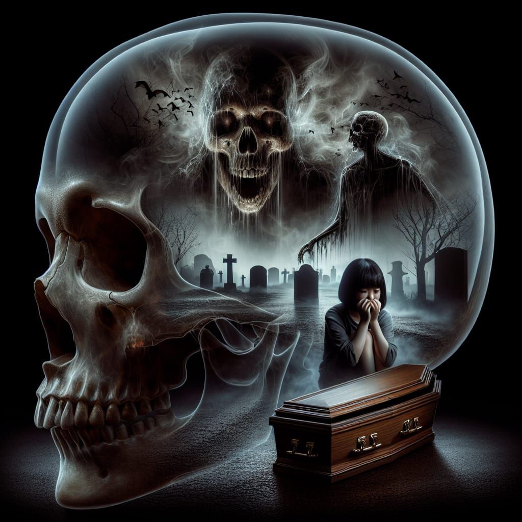 Inside a transparent human skull :: a double exposure surreal ...