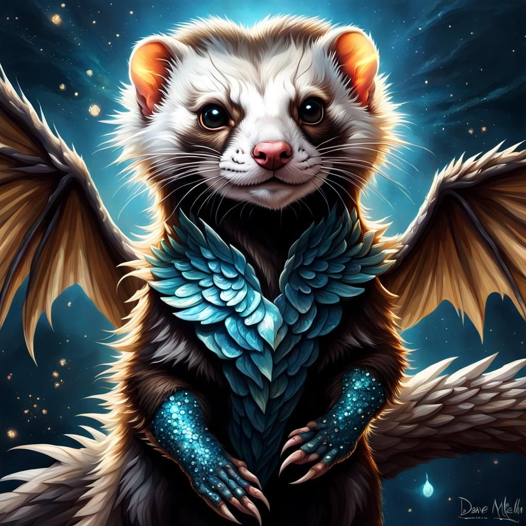 full body portrait of a ferret-dragon - AI Generated Artwork ...