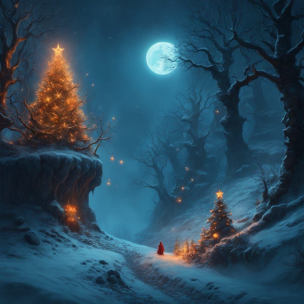 Surreal Christmas Eve Scene in Dreamlike Matte Pai... - AI Art