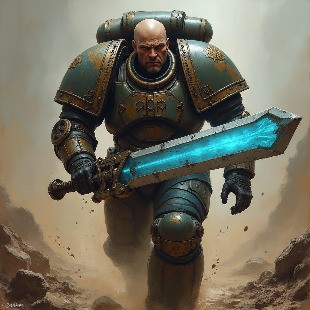 Warhammer 40k Space Marine Creed Bratton Wields Ch... - AI Art
