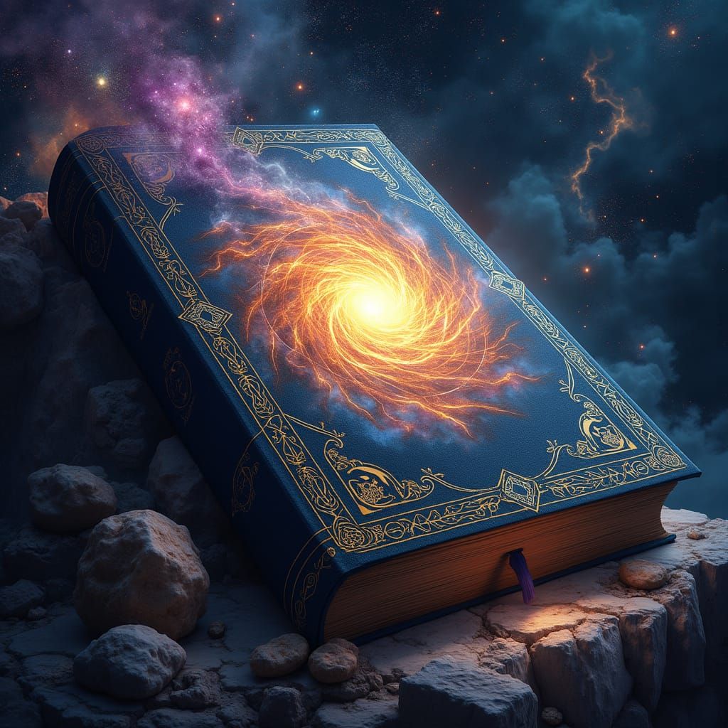 Cosmic Book Cover in Vibrant, Celestial Hues - AI Art