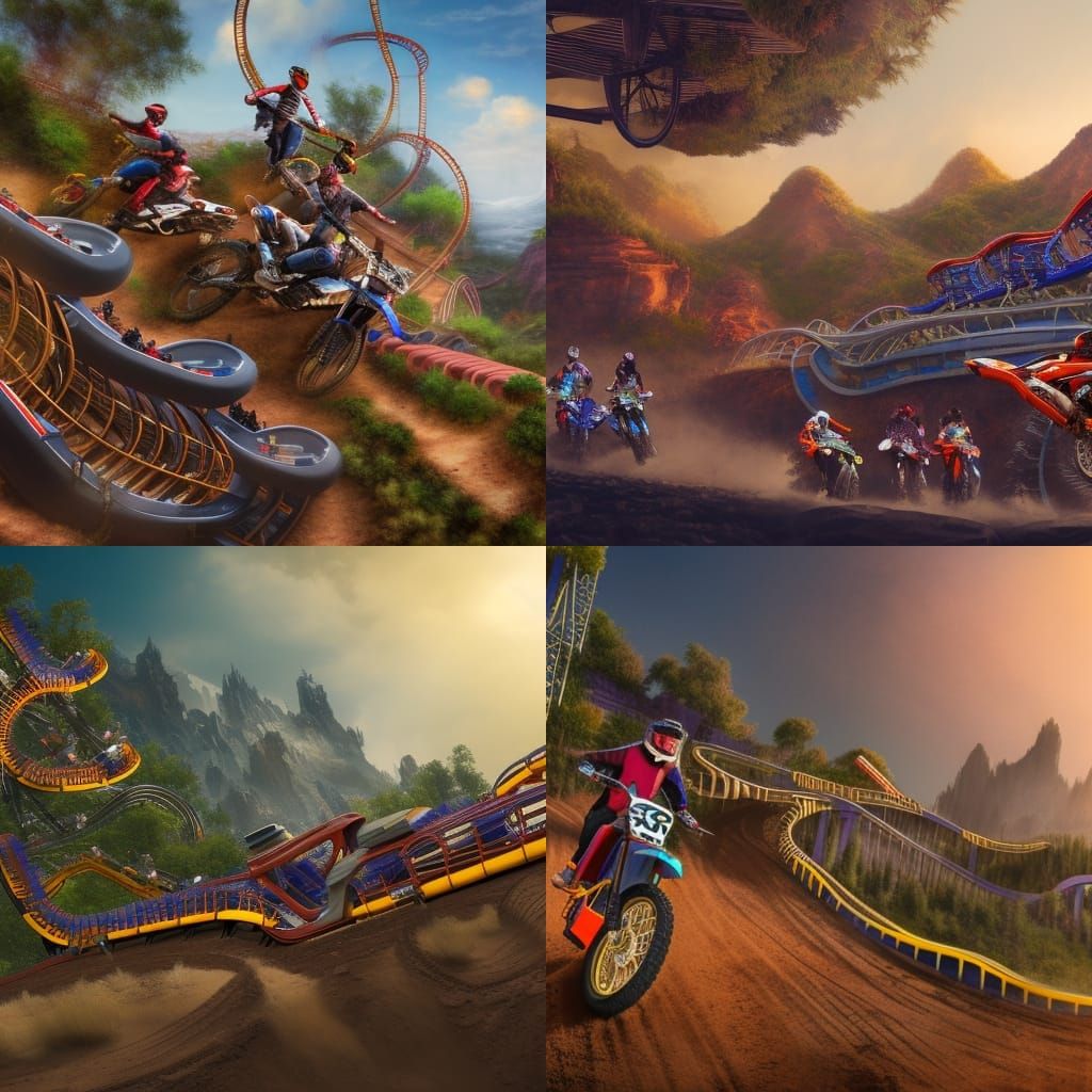 Dirtbike riders on a rollercoaster - AI Generated Artwork - NightCafe ...