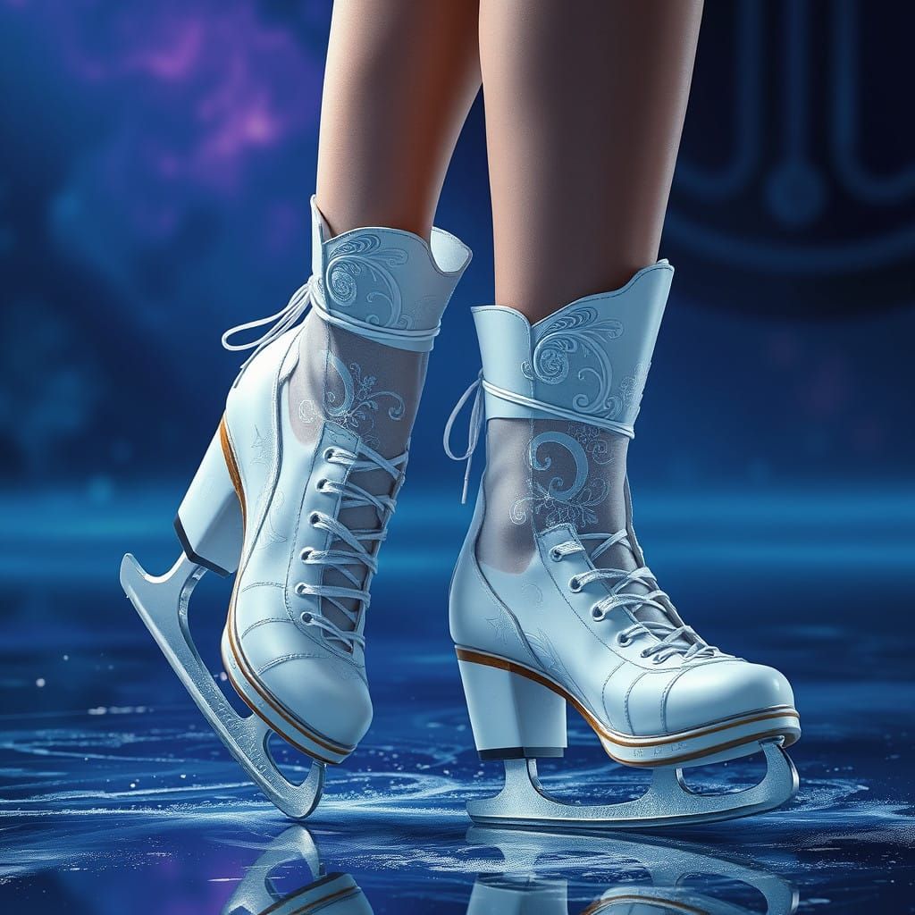Elegant Woman's Feet in Enchanted Winter Wonderlan... - AI Art