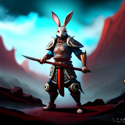 samurai warrior rabbit detailed matte painting, deep color, fantastical ...