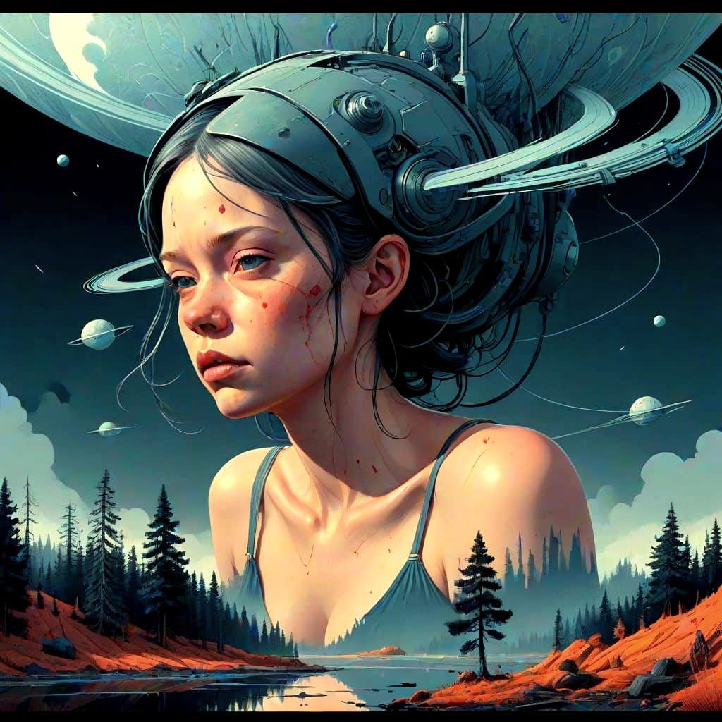 Mystical 2.5D Landscape with Towering Trees and Wi... - AI Art