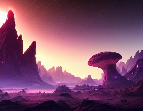 the night sky on an alien planet, other planets in the distance ...