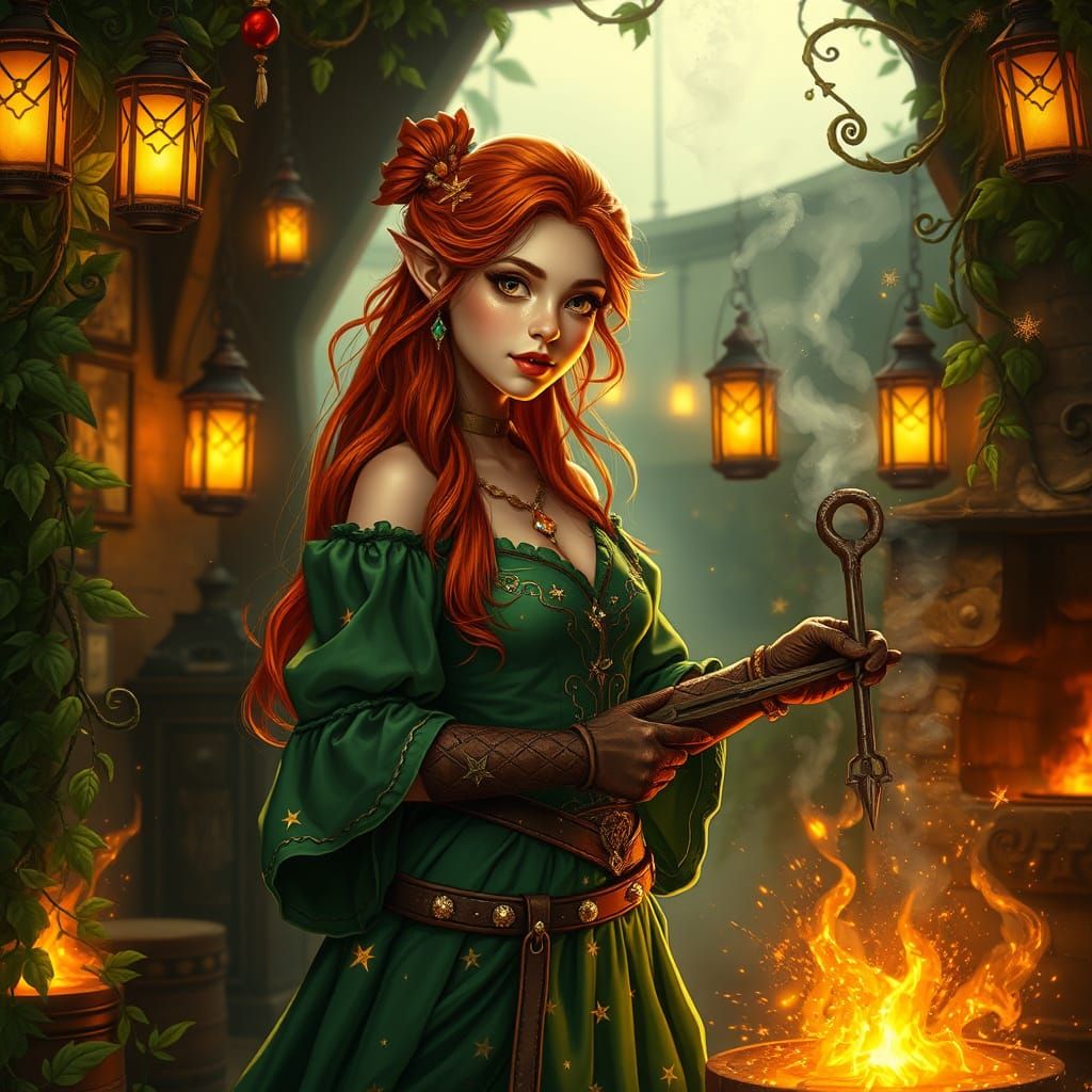Fae Blacksmith in Whimsical Forge - AI Art