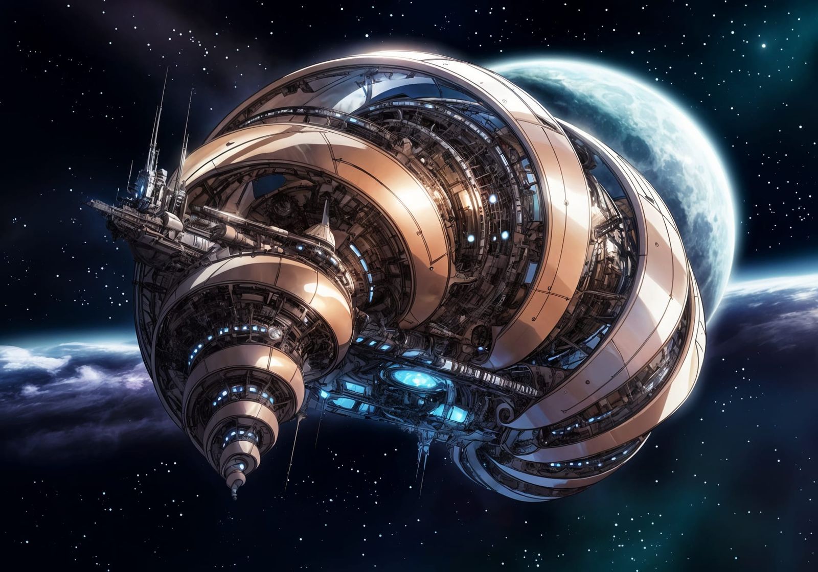 Shell-Shaped Space Vessel - Bio-Mechanical Space Station in ...