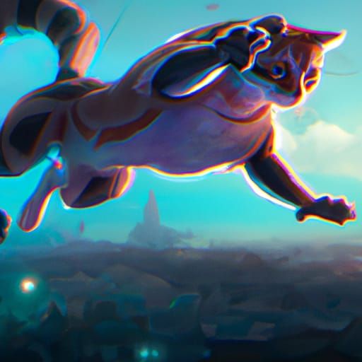 Flying cat above the world - AI Generated Artwork - NightCafe Creator