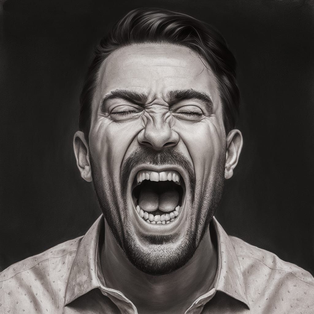 Detailed charcoal drawing of A Man Screaming (Ideogram 1.0 Turbo) - AI ...