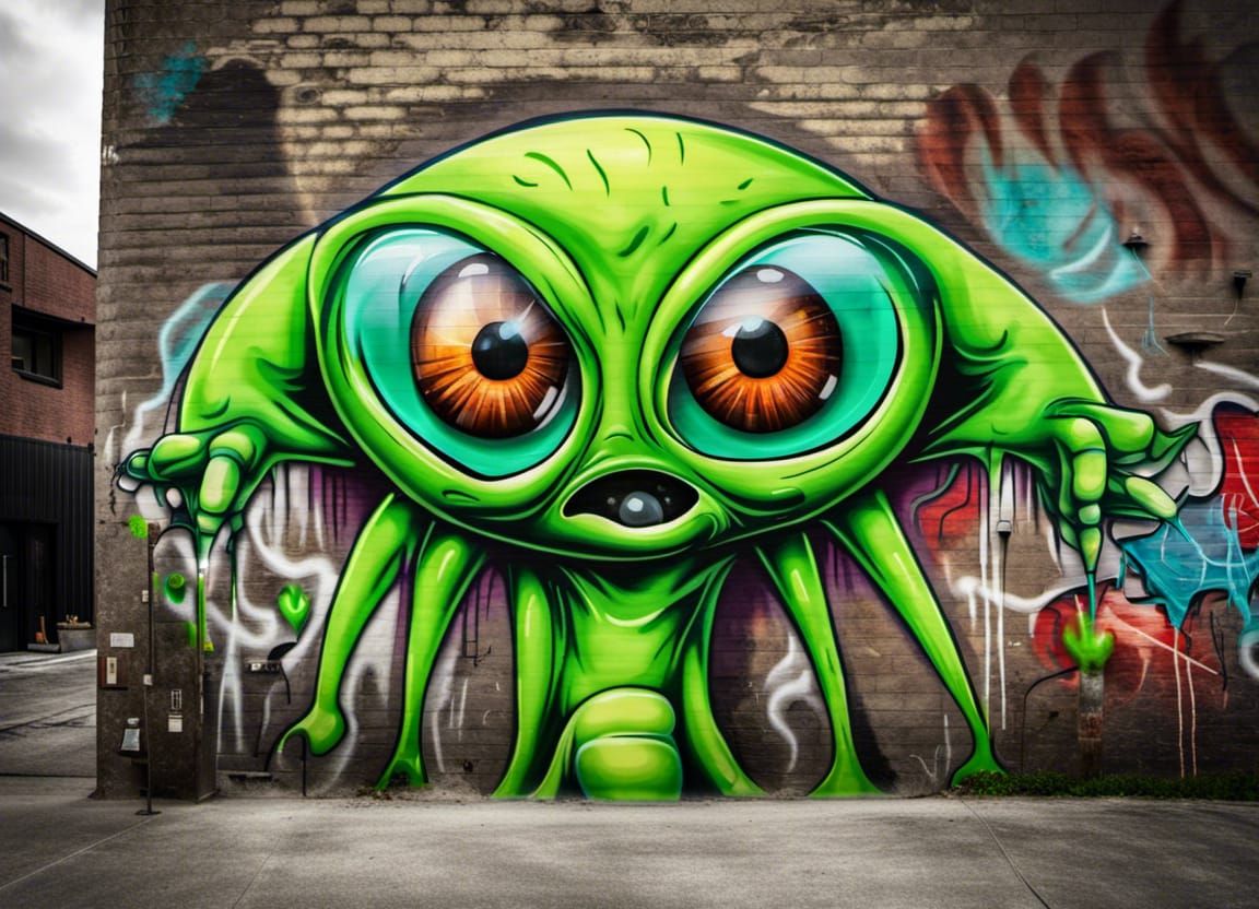 Angry alien graffiti - AI Generated Artwork - NightCafe Creator
