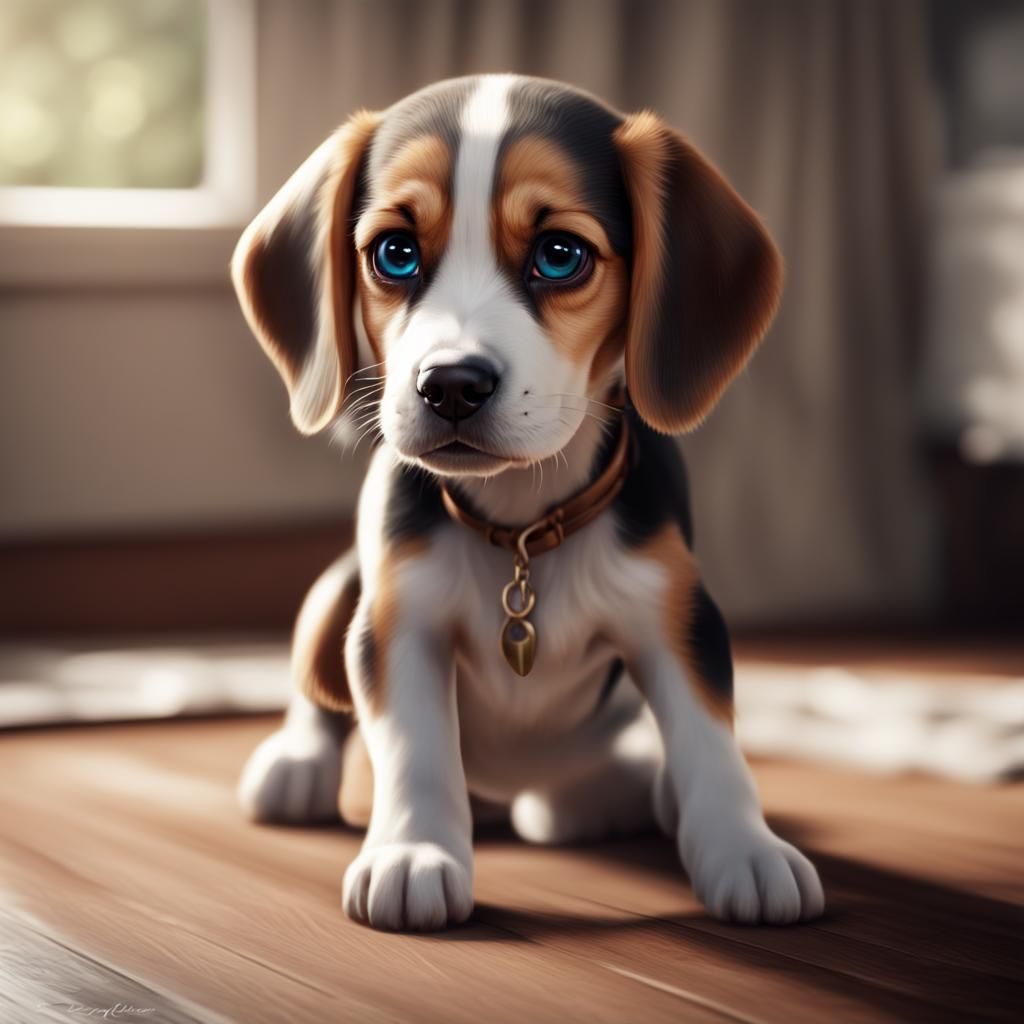 Adorable Beagle Puppy - AI Generated Artwork - NightCafe Creator